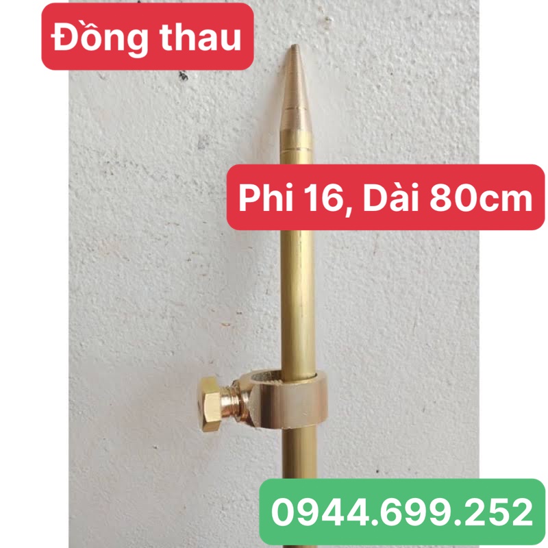 Kim thu lôi, Cọc tiếp địa đồng thau Phi 16, Dài 80cm | Shopee Việt Nam