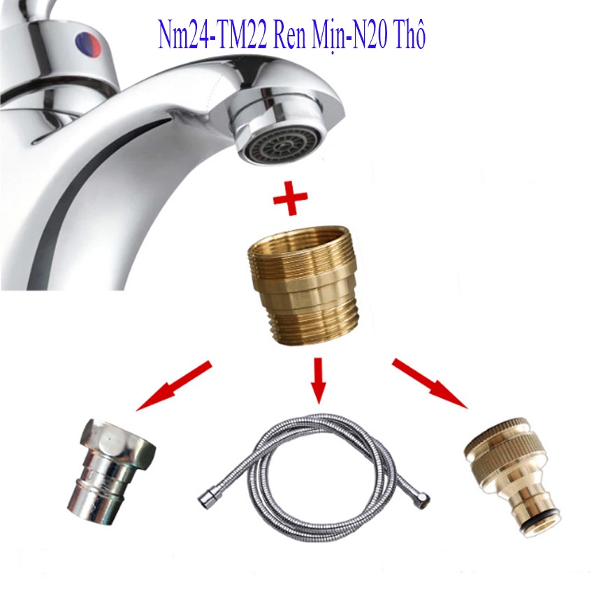Đầu Chuyển Đổi Vòi Nước Ren Ngoài M24 -Trong M22 Mịn Sang Ren Trong M20 ...