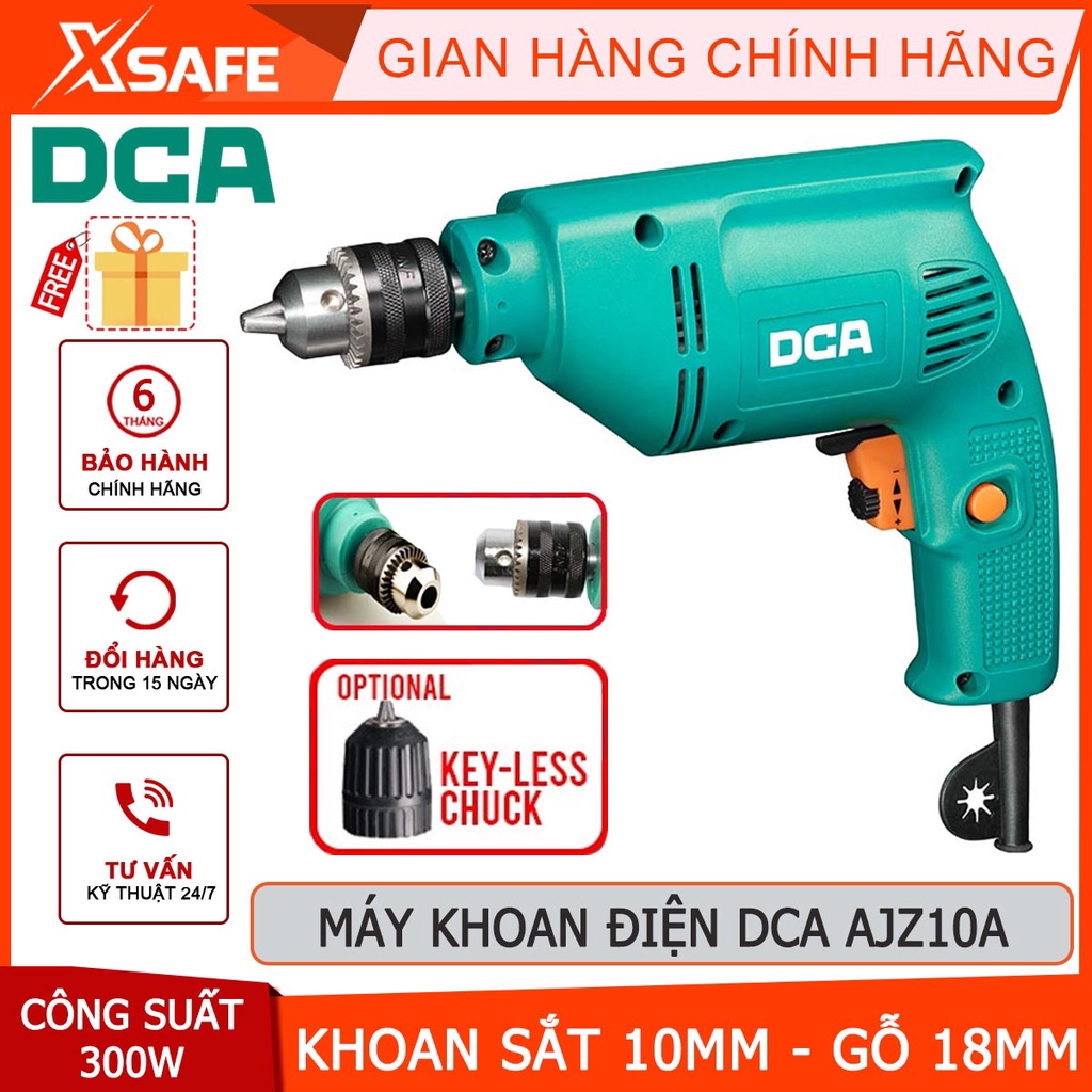Máy khoan cầm tay 300W DCA AJZ10A khoan sắt 10mm, khoan gỗ 18mm, tốc độ ...