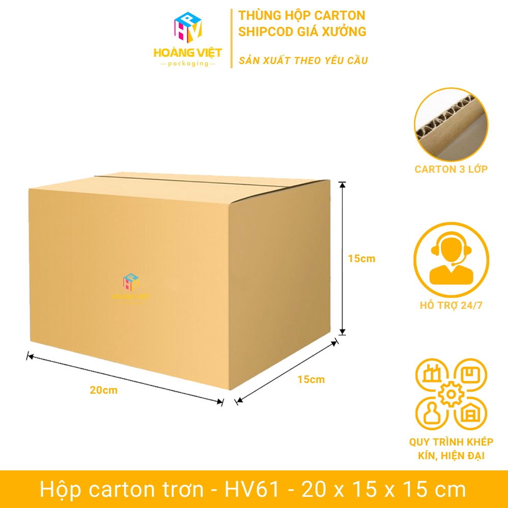 Size 20x15x15 cm - Thùng Hộp Carton Trơn Đóng Hàng, Hộp Đóng Hàng Ship ...