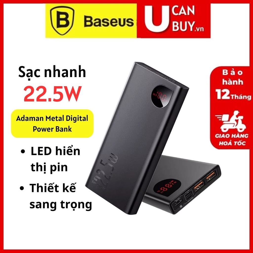 Pin sạc dự phòng Baseus 20000mAh Adaman Metal Digital Display Quick Charge 22.5W (QC3.0/ PD3.0 ...