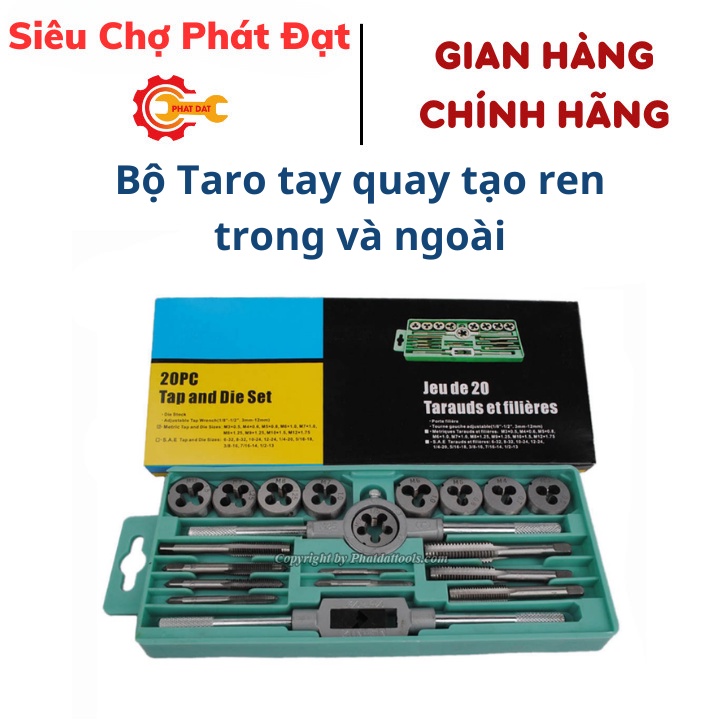 Bộ Taro tay quay tạo ren trong và ngoài 20 chi tiết từ M3 - M12 cao cấp | Shopee Việt Nam