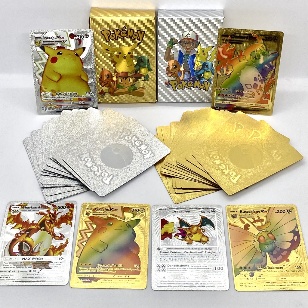 Bộ Thẻ Bài Pokemon Kim Loại Màu Vàng, Bạc, Đen chất lượng cao | Shopee ...
