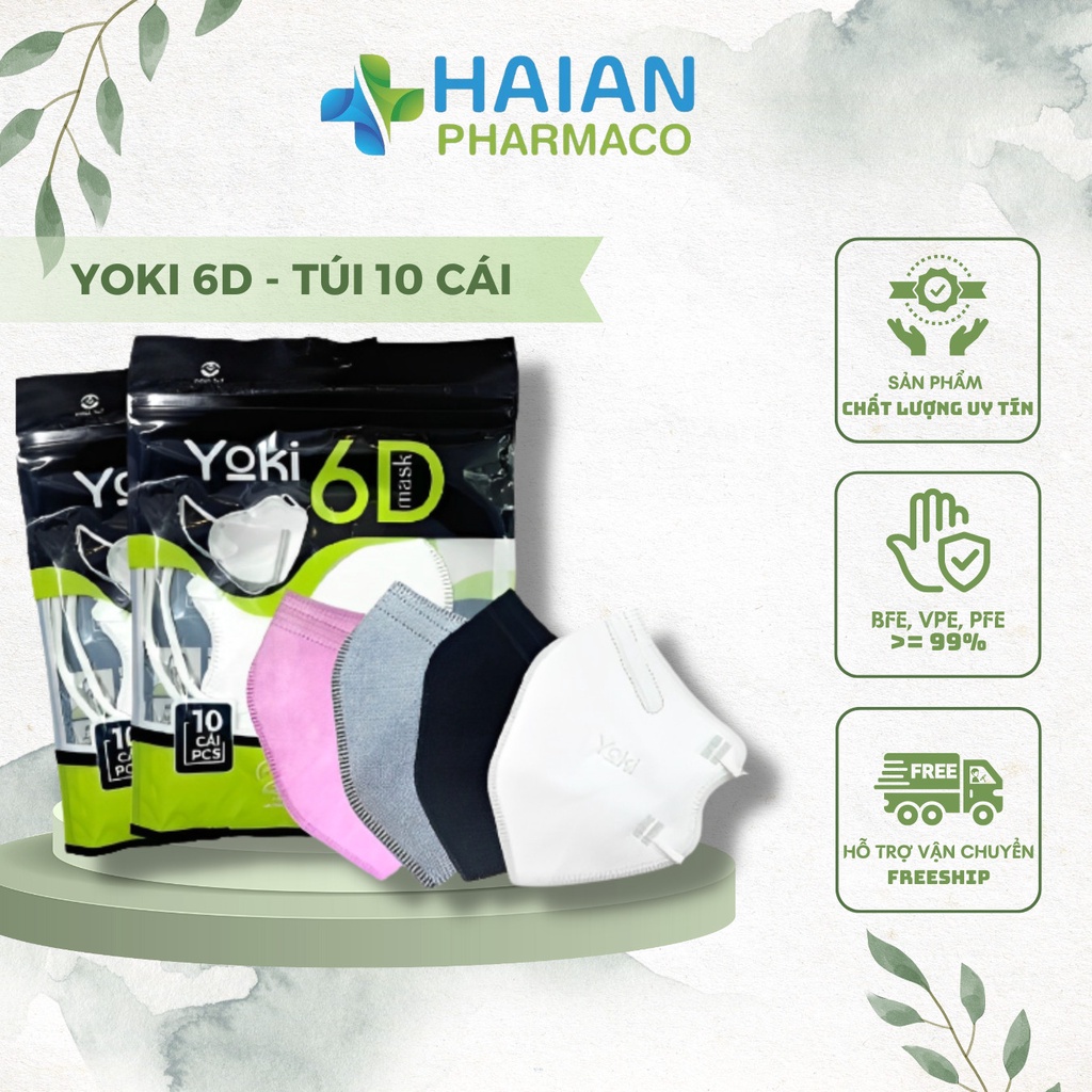 [Mã BMTTC60K giảm đến 60K đơn 50K] Khẩu trang 6D Mask YOKI 5 lớp kháng khuẩn Túi 10 cái | Shopee ...