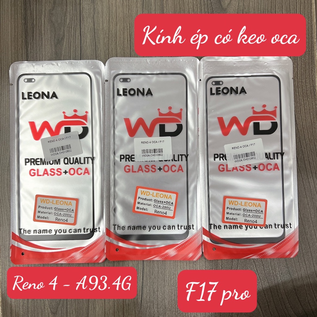 Kính oppo reno 4 4g, kính ép màn hình có keo oca CPH2113, CPH2121 ...