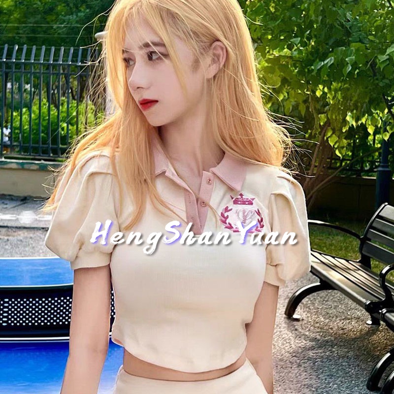 Áo croptop HENG SHAN YUAN tay ngắn phong cách Hàn Quốc thời trang 2023 | Shopee Việt Nam