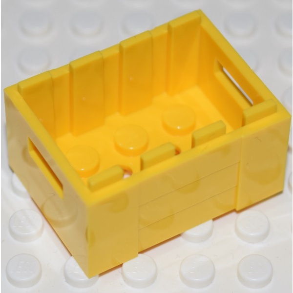 1x LEGO Yellow Container, Crate 3 x 4 x 1 2/3 with Handholds (1 Piece ...