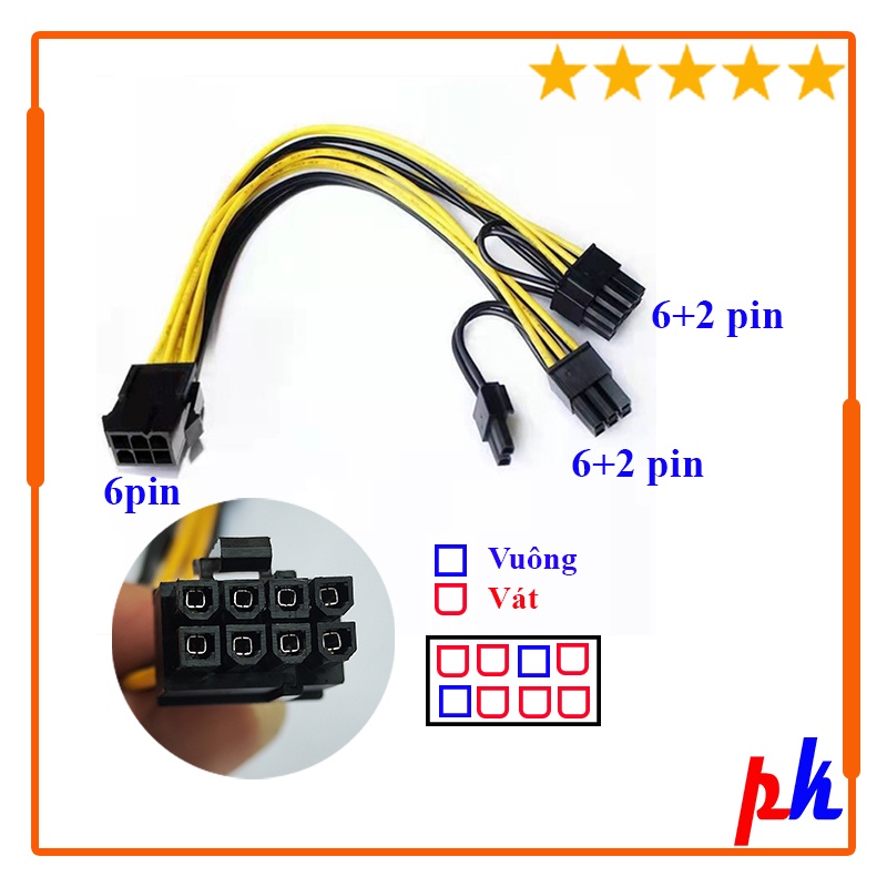 Cáp Chia Nguồn VGA 6 Pin ra 2 X 8 Pin (6+2) | Shopee Việt Nam