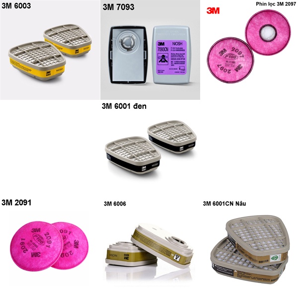 Phin Lọc 3M 6001 nâu , 6003 , 6006 , 6001 đen , 2091 , 2097 , 7093 - Phin lọc dùng cho mặt nạ 3M ...