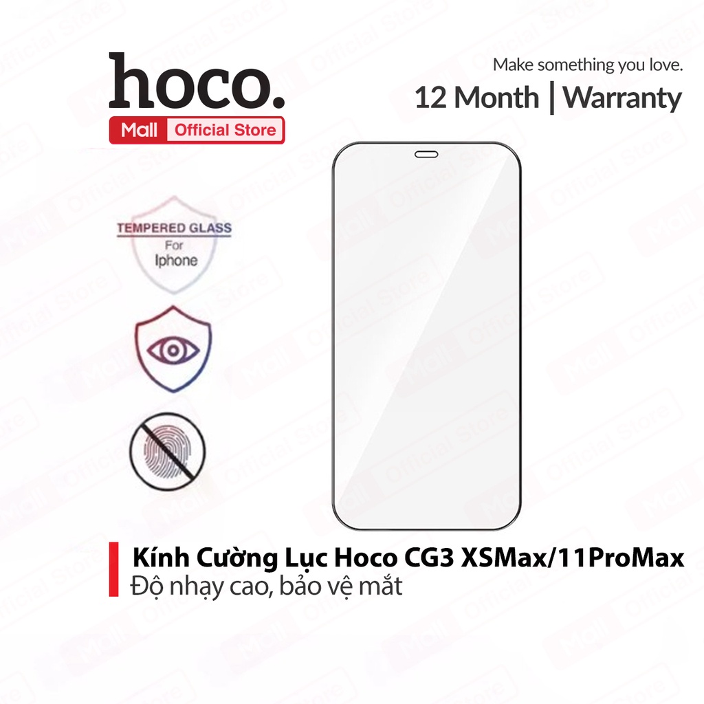 Kính cường lực 3D Hoco CG3 full màn hình , chống bám vân tay bảo vệ mắt cho Ip XSMax/11ProMax ...