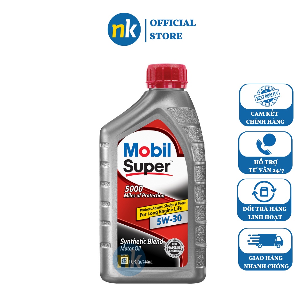 Nhớt xe máy tay ga và xe ô tô cao cấp Mobil Super 5000 SAE 5W30 946ml ...