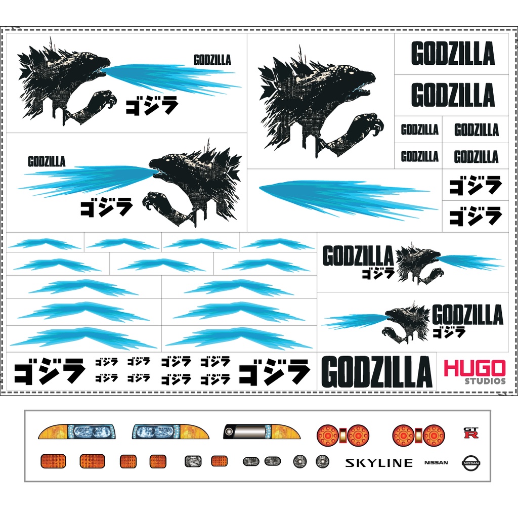 Hugo Studios Decal trượt nước Godzilla tỉ lệ 1/64 chưa phủ clear ...