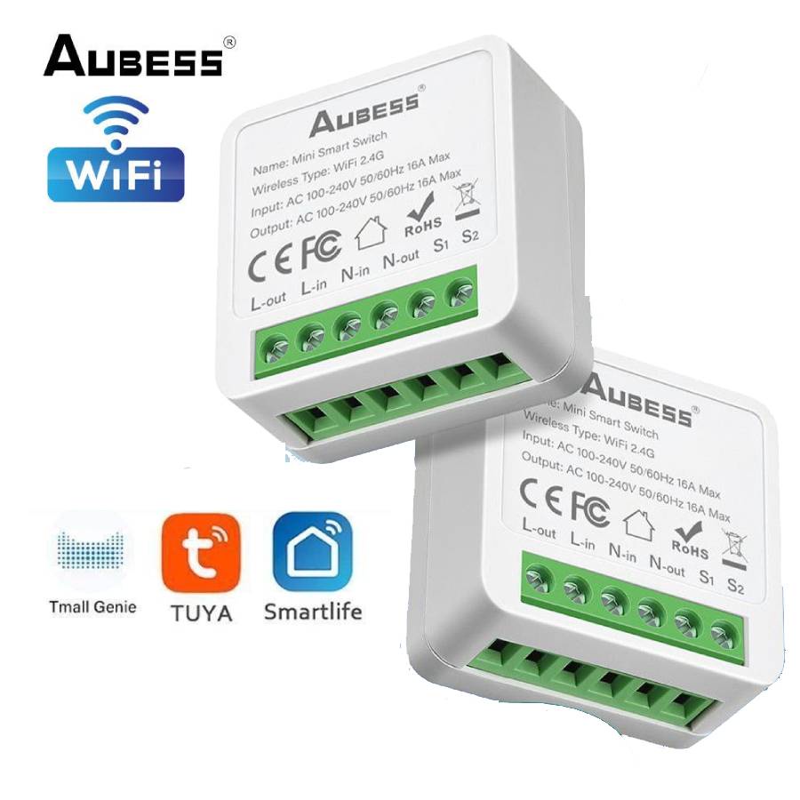 Công tắc thông minh AUBESS TUYA mini wifi hẹn giờ hỗ trợ không dây từ ...