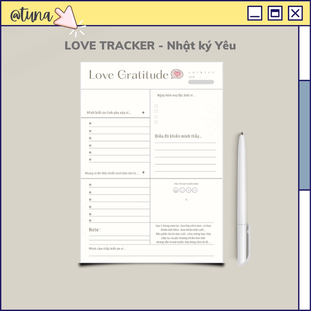 Love Tracker Nhật Ký Yêu Dành Cho Cặp Đôi Tuna Bạn Trai Bạn Gái 30 tờ ...