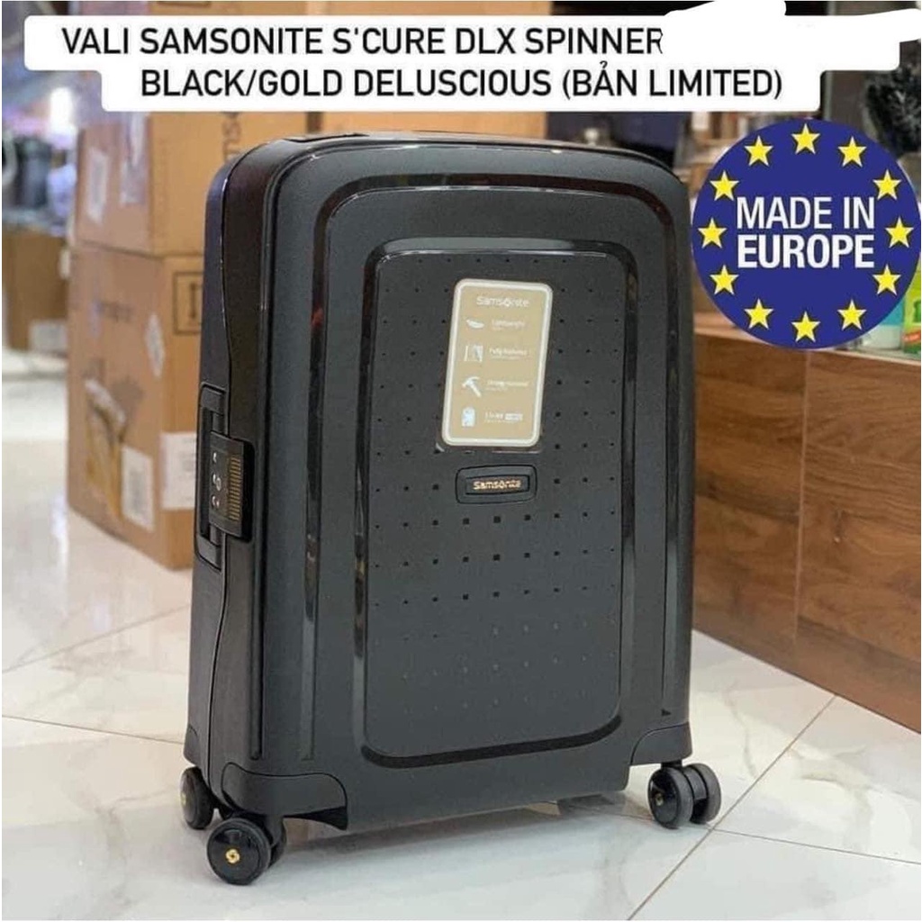 Vali Samsonite S’Cure DLX Black/Gold khoá ngoàm | Shopee Việt Nam
