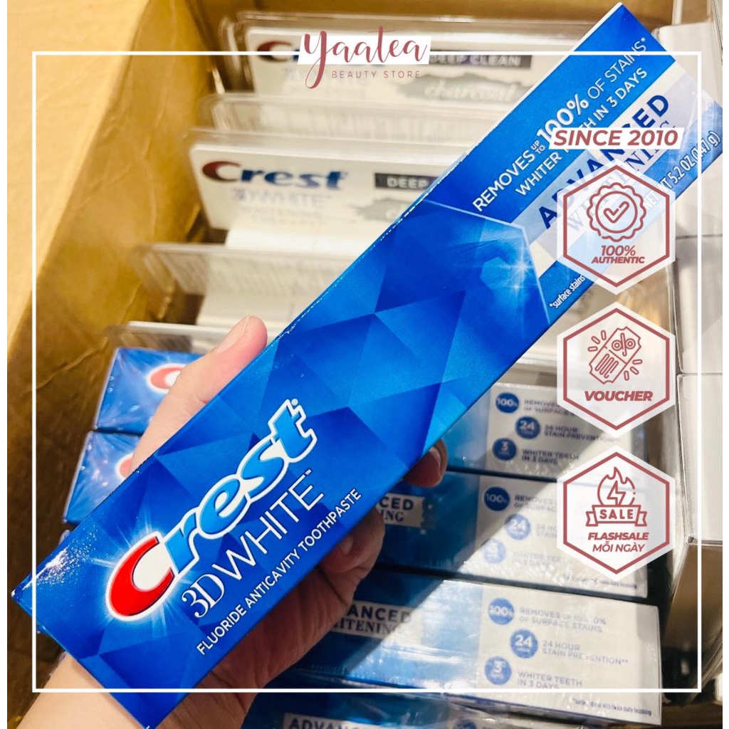 Kem Đánh Răng Crest 3D White Advanced Whitening 147g | Shopee Việt Nam