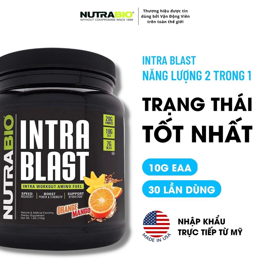 PreWorkout + EAAs 2 trong 1 Intra Blast, Bột Năng Lượng Nhanh, Tăng Sức Mạnh, Không Caffeine ...