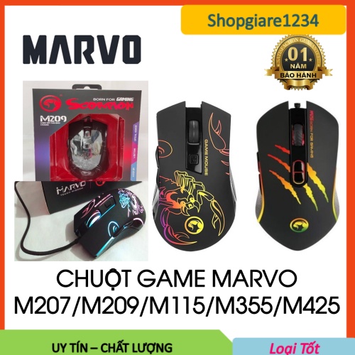 Chuột gaming có led siêu đẹp Marvo M207/ M209/ M115/ M355/ M425- Hàng Chính Hãng, Full Box ...