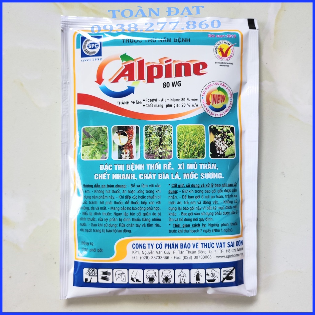Thuốc trừ nấm bệnh Alpine 80WG gói 100g, thối rễ, cháy bìa lá, xì mủ ...