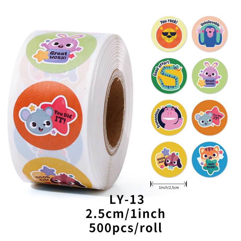 (Mẫu mới) Cuộn 500 sticker nhãn dán tròn khen thưởng, khích lệ, động ...