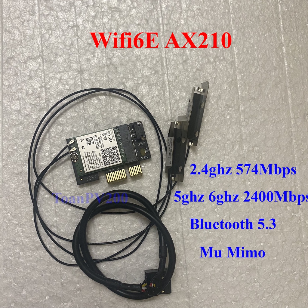 Card wifi intel AX210 2.4ghz 5ghz 6ghz bluetooth 5.3 lắp khe Pcie dùng ...