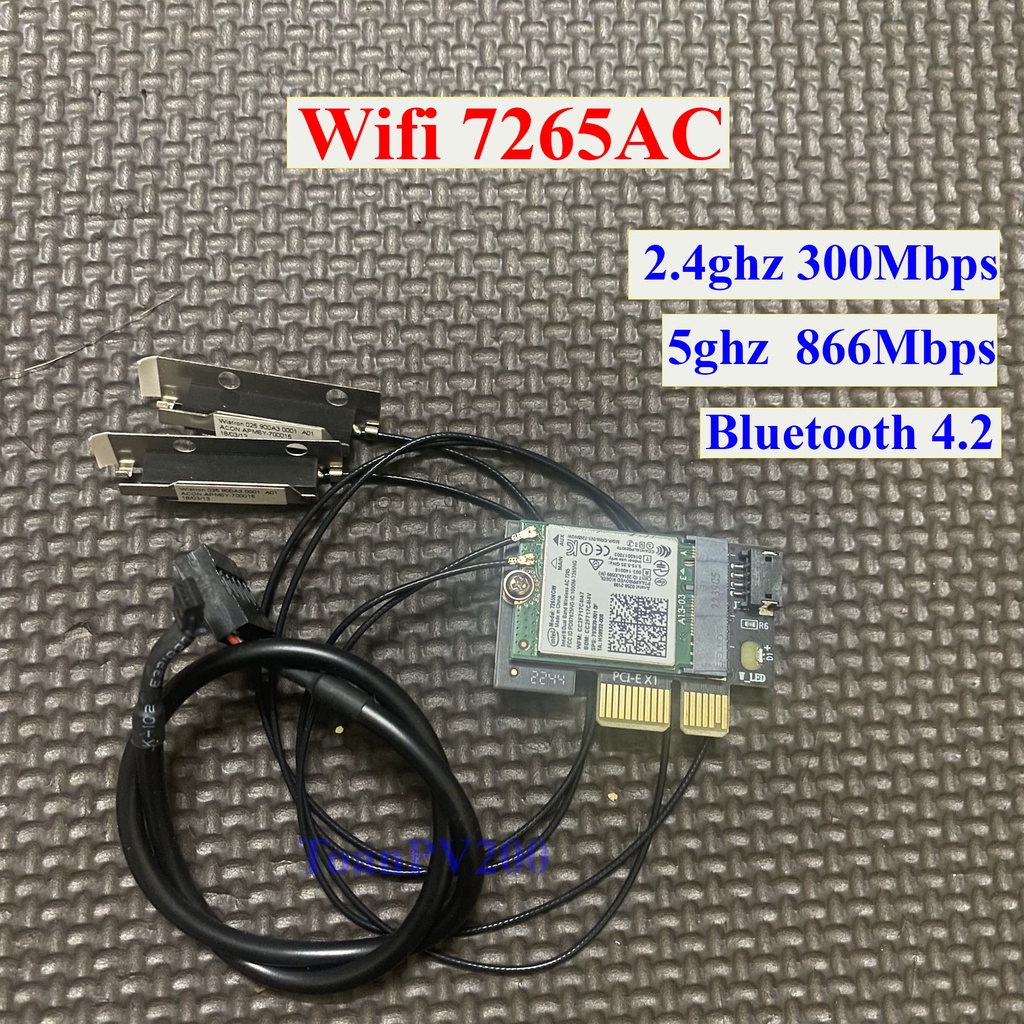 Card wifi intel AC 7265 2.4ghz 5ghz Bluetooth 4.2 lắp khe Pcie dành cho ...