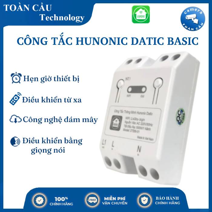 [100% CHINH HÃNG] Công Tắc Wifi Hunonic Datic Basic, Điều khiển giọng ...