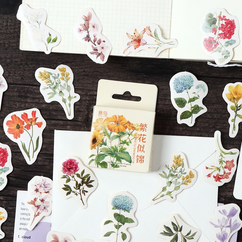 Sticker chủ đề Hoa rừng - Hộp 46 miếng dán trang trí sổ tay Bullet ...