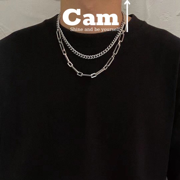 Dây Chuyền Nam Nữ Vòng Cổ Cuban Hai Lớp Unisex Chất Titan Basic Không ...