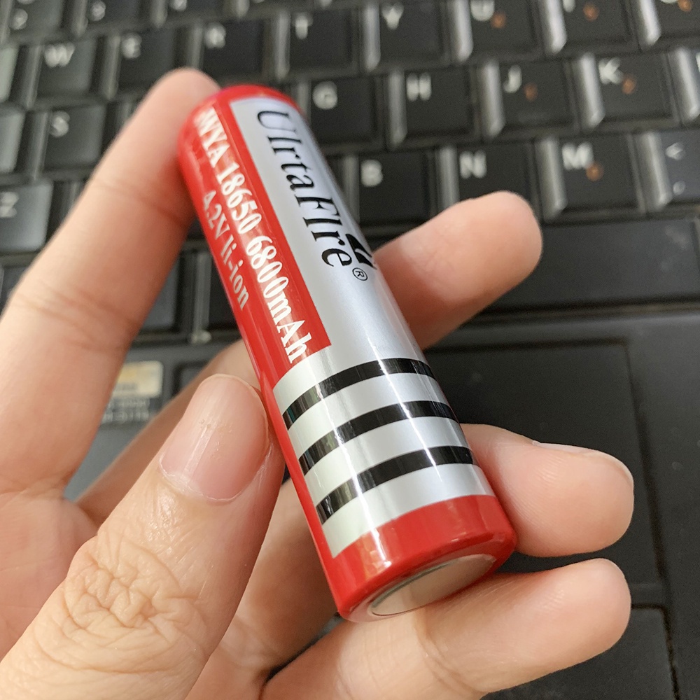 Pin Sạc 18650 Màu Đỏ Li-Ion 3.7V UltraFire 6800mAh dùng cho đèn pin cầm ...