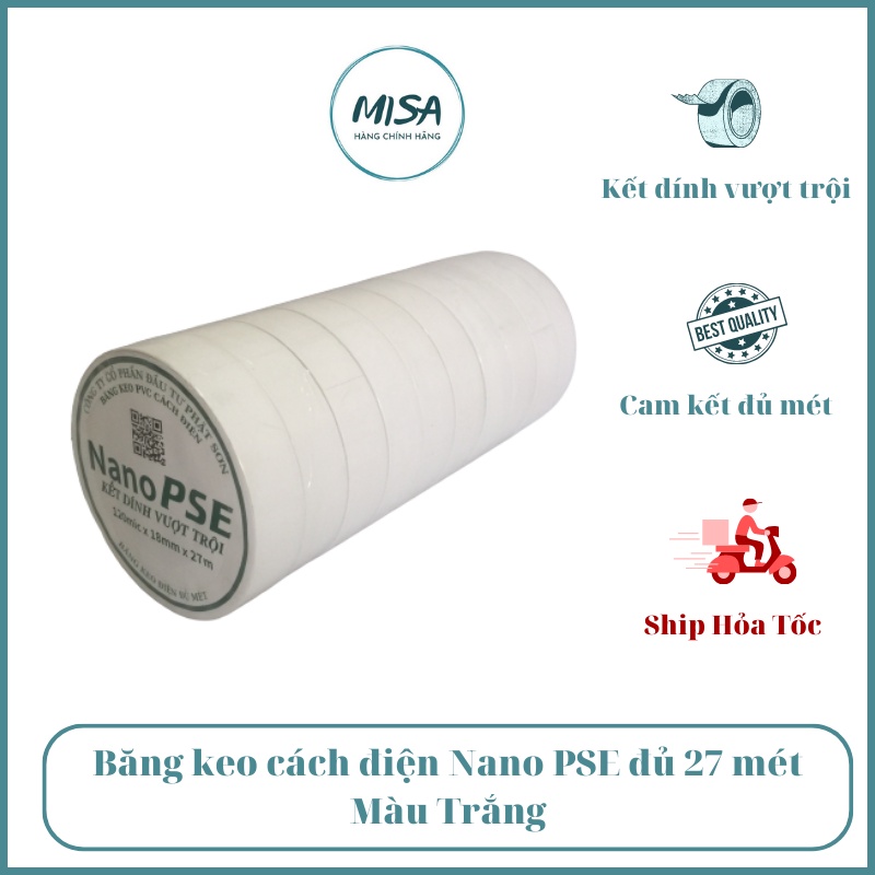 (Combo 10 cuộn) Băng keo cách điện Nano PSE đủ 27 mét màu trắng - MISA ...
