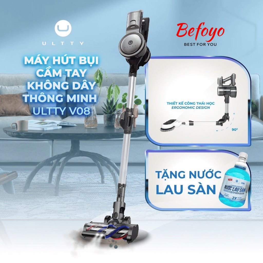 Máy hút bụi lau nhà cầm tay không dây Ultty V08 Pháp - Lực hút 24000 ...