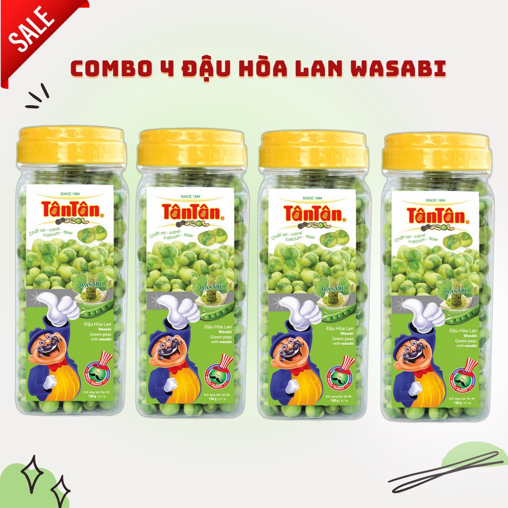 Combo 4 hũ Đậu Hà Lan Tân Tân Vị Mù Tạt Wasabi hũ 190g | Shopee Việt Nam