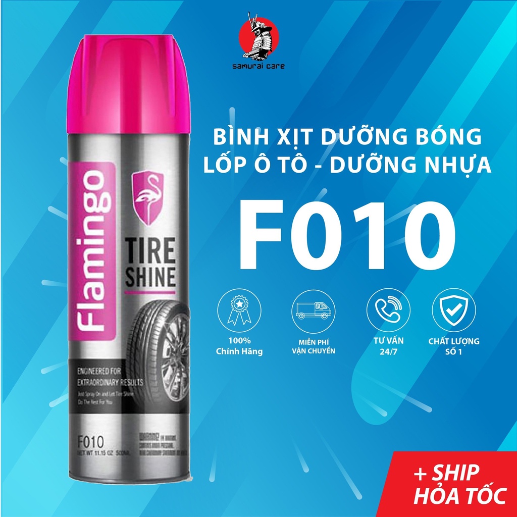 Bình xịt dưỡng bóng vỏ lốp ô tô, phục hồi nhựa đen Flamingo F010 500ml | Shopee Việt Nam