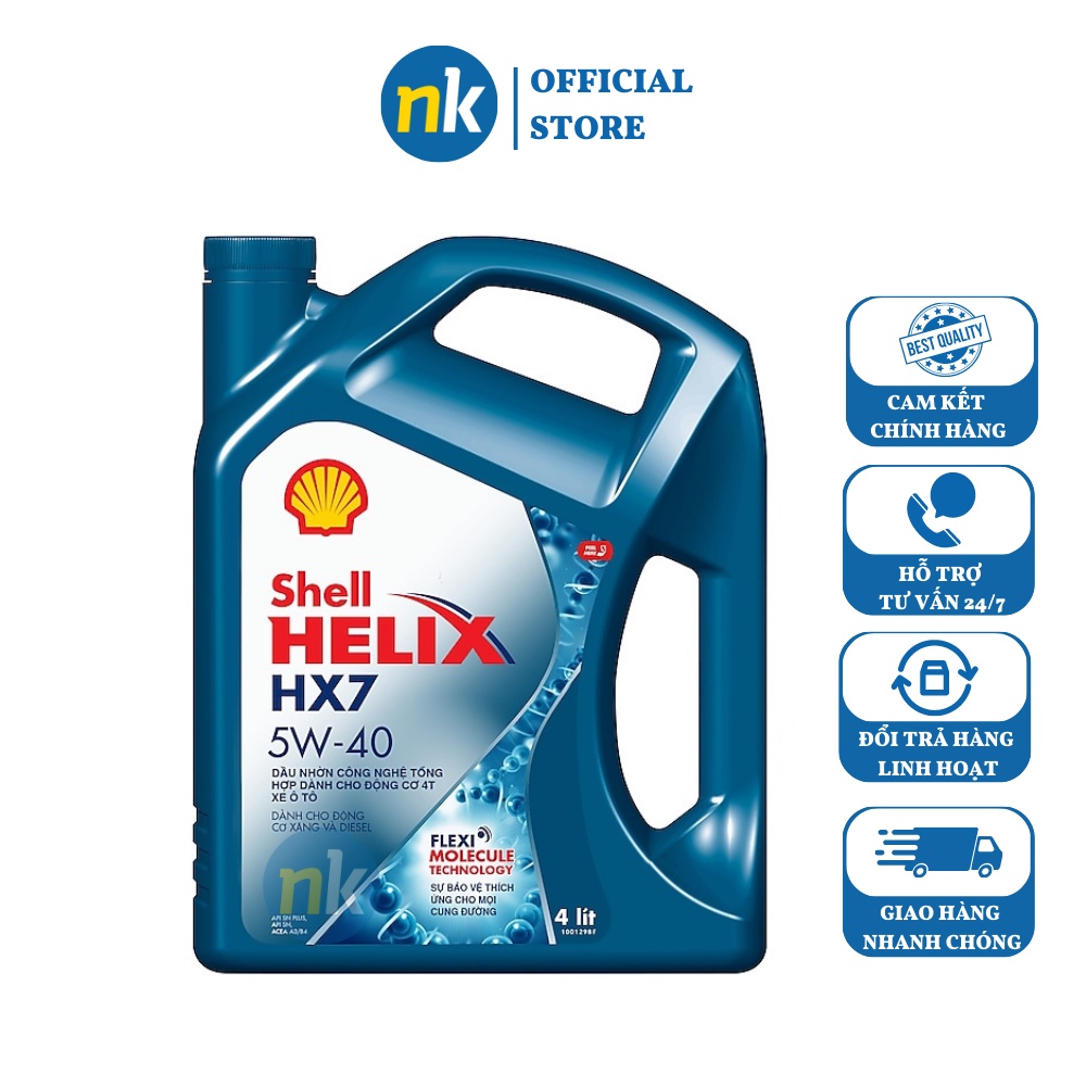 Nhớt ô tô, nhớt xe hơi máy xăng cao cấp SHELL HELIX HX7 5W-40 4L ...
