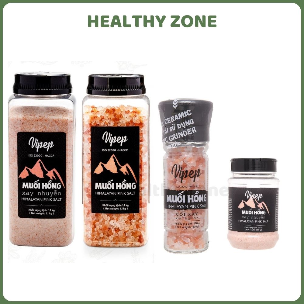 Muối hồng Himalayan Vipep, muối hồng xay nhuyễn mịn, muối hồng nguyên hạt chính hãng 120g, 200g ...