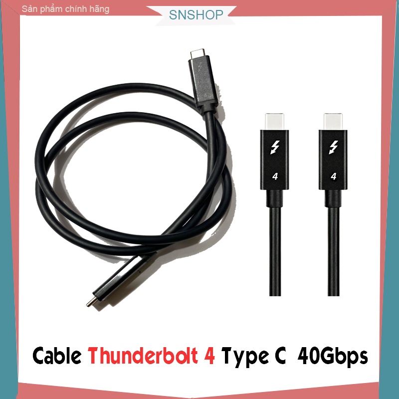 Dây cáp Thunderbolt 4 type C tốc độ 40Gbps dài 80cm dùng để truyền dữ liệu cho latop, dock, hub ...