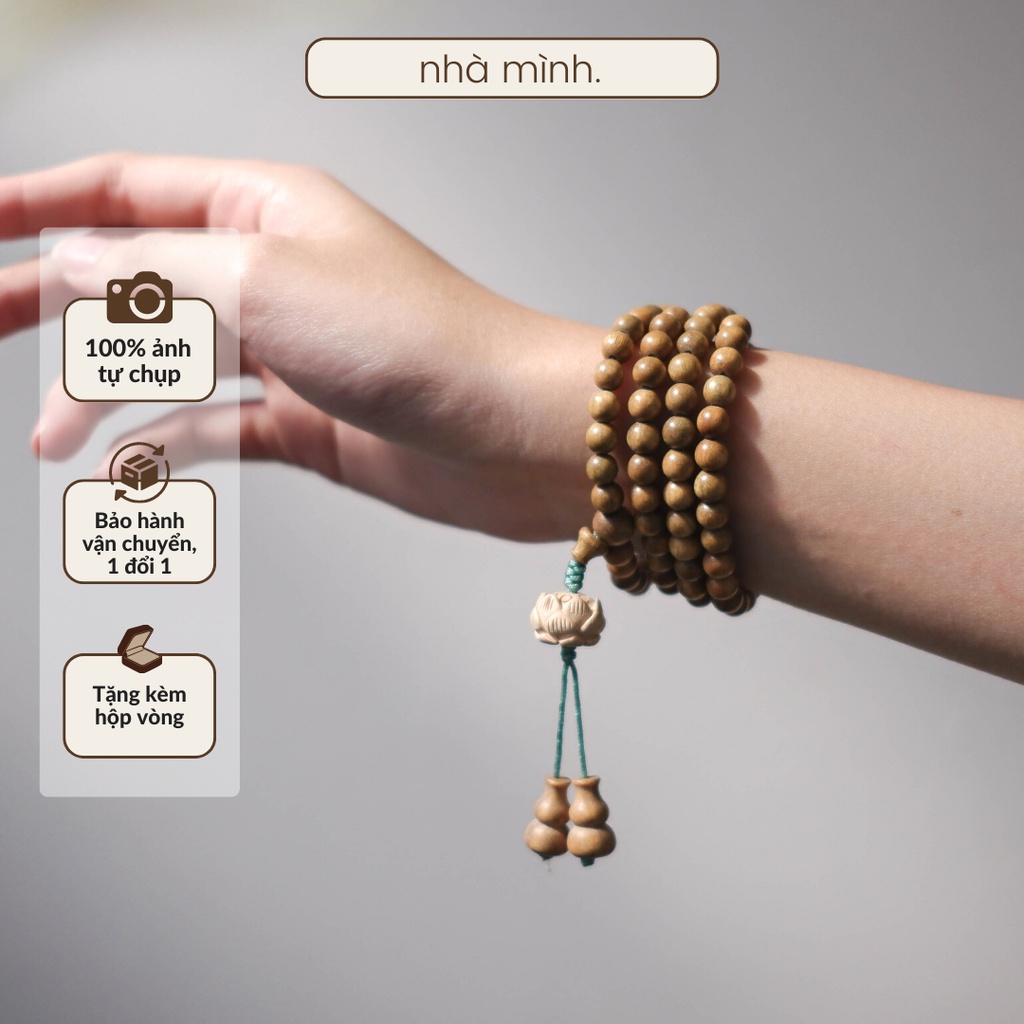 Chuỗi 108 Hạt Gỗ Đàn Hương 6mm Mix Charm Hoa Sen, Chuỗi 108 Đeo Tay ...