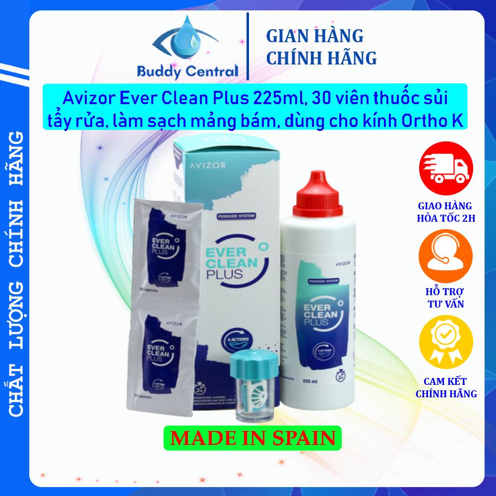 Dung dịch khử trùng và diệt khuẩn lens Avizor Ever Clean Plus 225ml ...