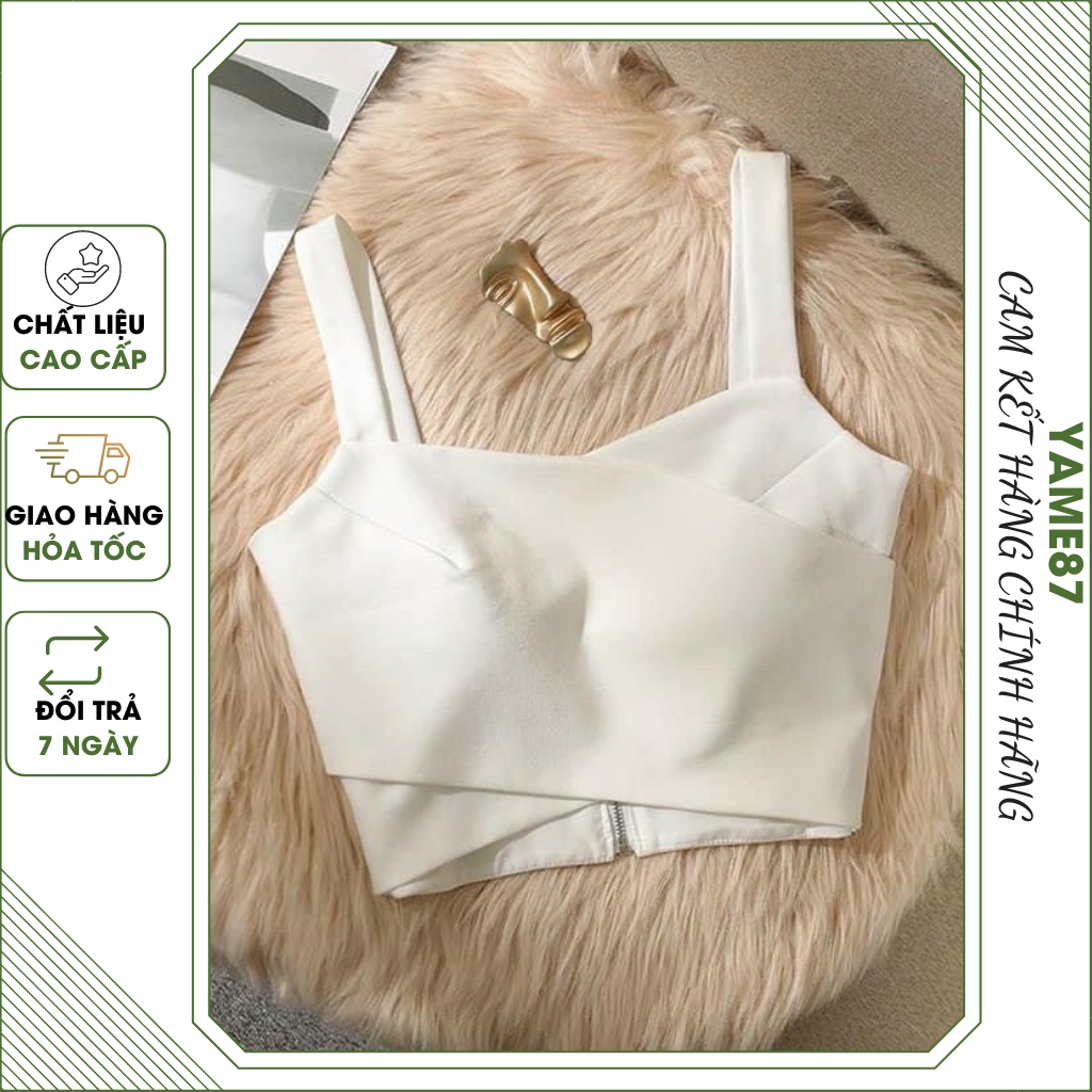 Áo bara áo cropyop 2 dây bản to co giãn 4 chiều có mút ngực giúp nâng ...