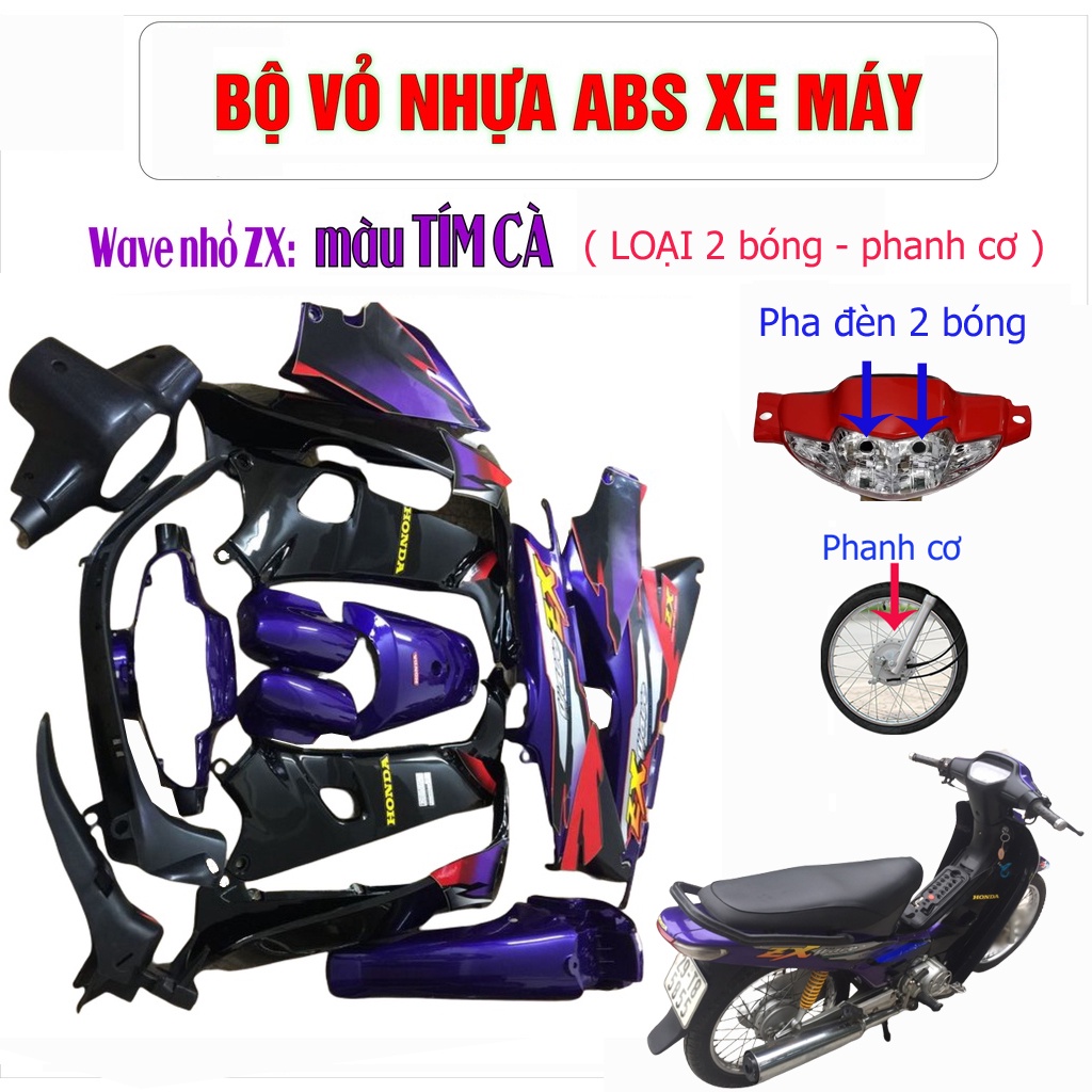 Bộ dàn áo nhựa ABS Màu Tím Cà cho xe Wave ZX, Wave Anpha, Wave Thái - 2 ...
