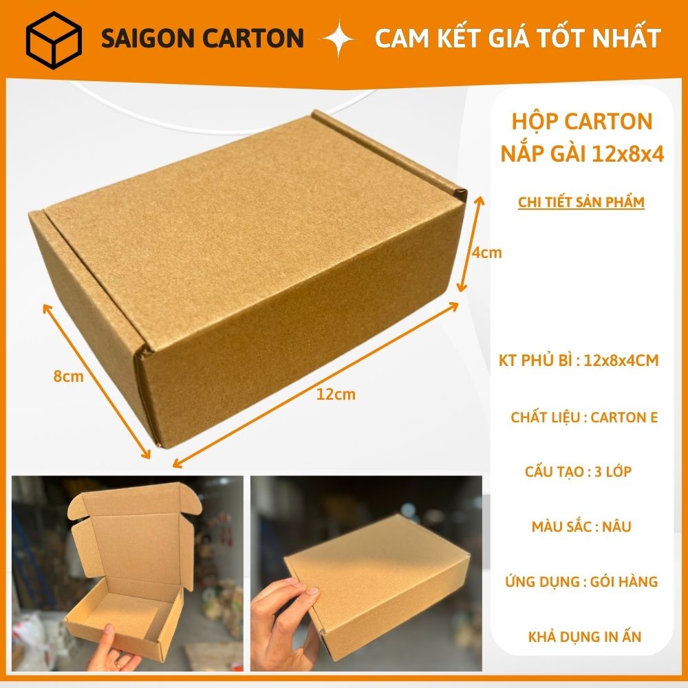 100 Hộp carton nắp gài, nắp cài 12x8x4 - bìa các tông được sản xuất bởi ...