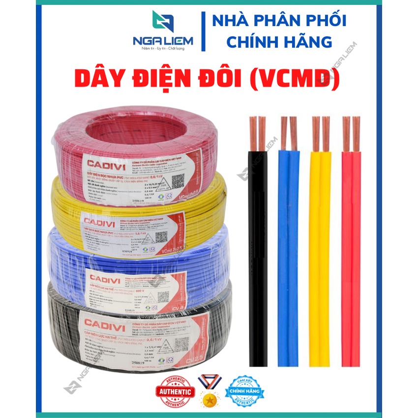 Dây Điện Đôi VCMD (2x0.5 - 2x0.75 - 2x1.5 - 2x2.5 mm) CADIVI [Bán lẻ theo MÉT] | Shopee Việt Nam