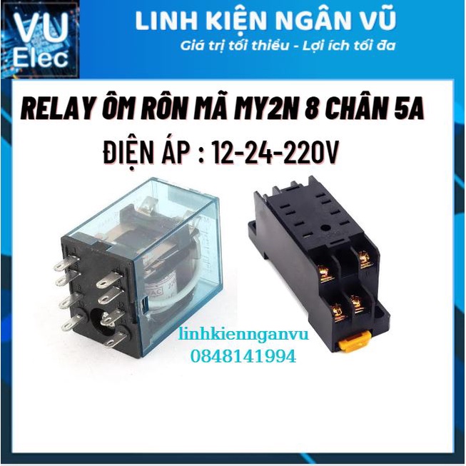 Bộ Relay kính MY2N 12 - 24 - 220 V 8 chân 5A. role trung gian. relay kính | Shopee Việt Nam