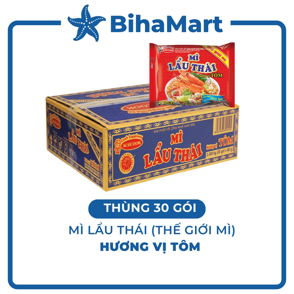 [THÙNG 30 GÓI] - ACECOOK - Mì lẩu Thái Tôm / Mì ăn liền lẩu Thái Tôm ...