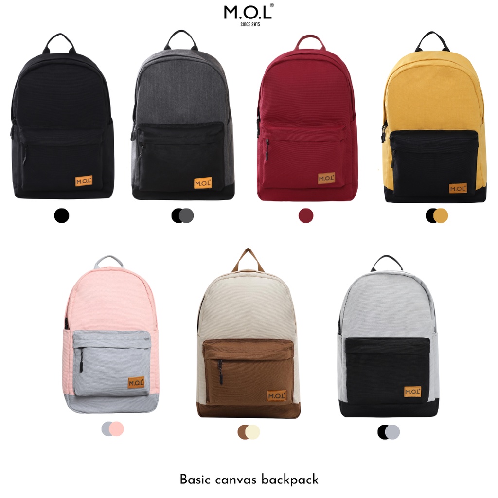 Balo : M.O.L Basic Backpack Canvas | Shopee Việt Nam