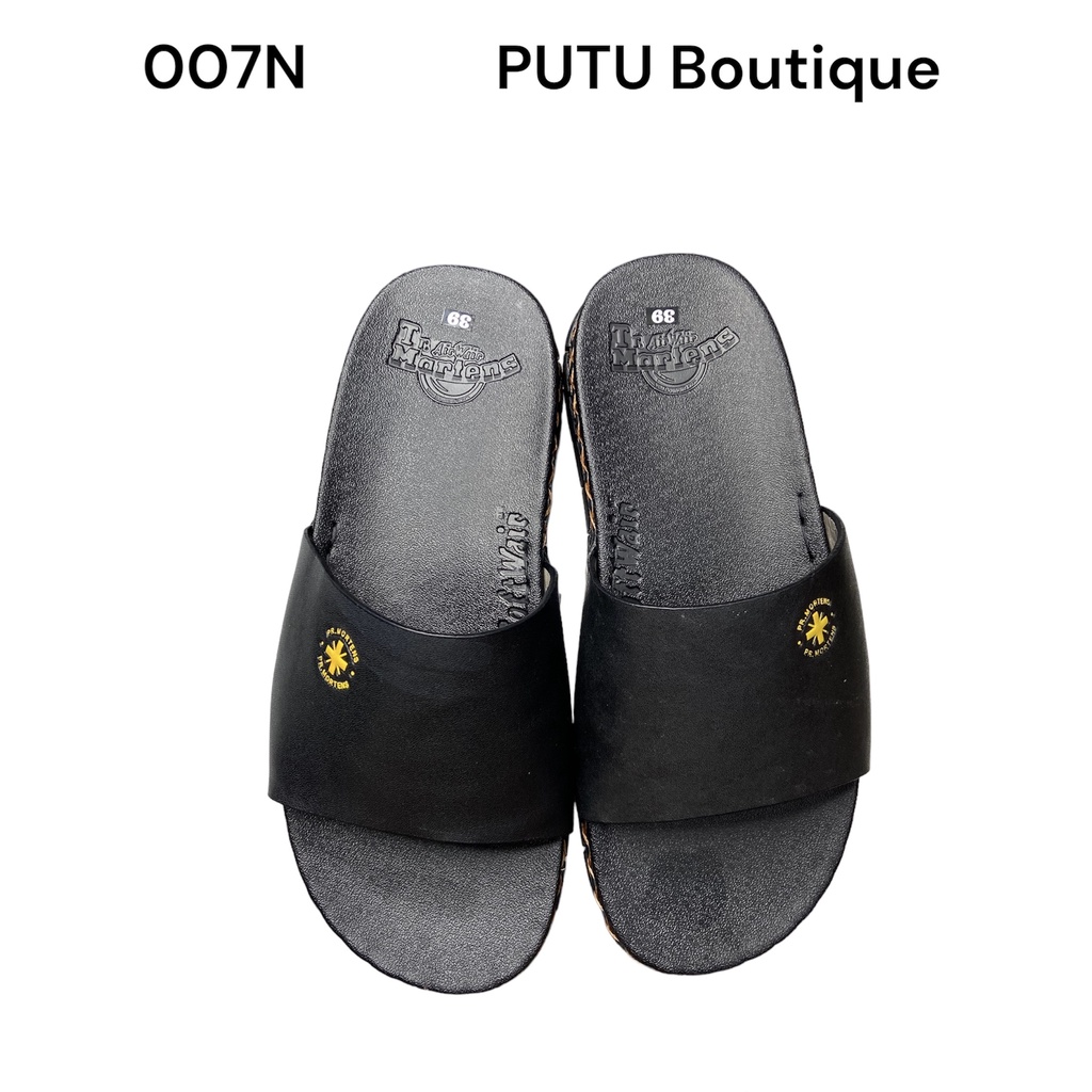 Dép nam quai ngang da bò - đế Doctor cao 2,5cm màu nâu chống trượt matxa chất lượng cao 007N ...