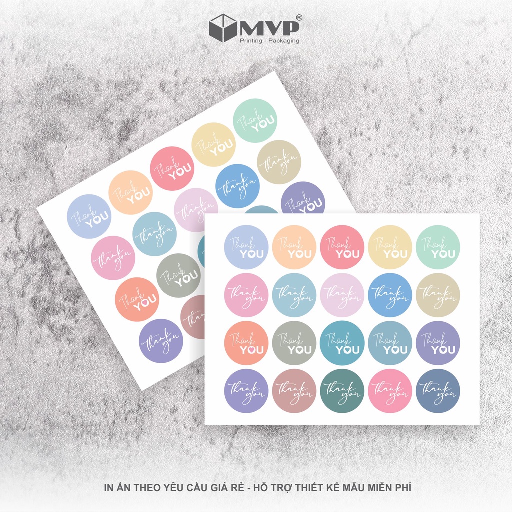 100 nhãn dán Sticker cảm ơn dành cho shop bán hàng, size 2.5cm tông màu ...