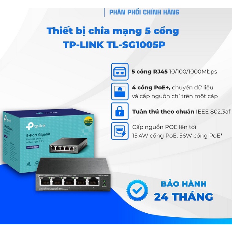 Bộ chia mạng Switch POE TPLink TL-SG1005P (Gigabit (1000Mbps)/ 5 Cổng ...