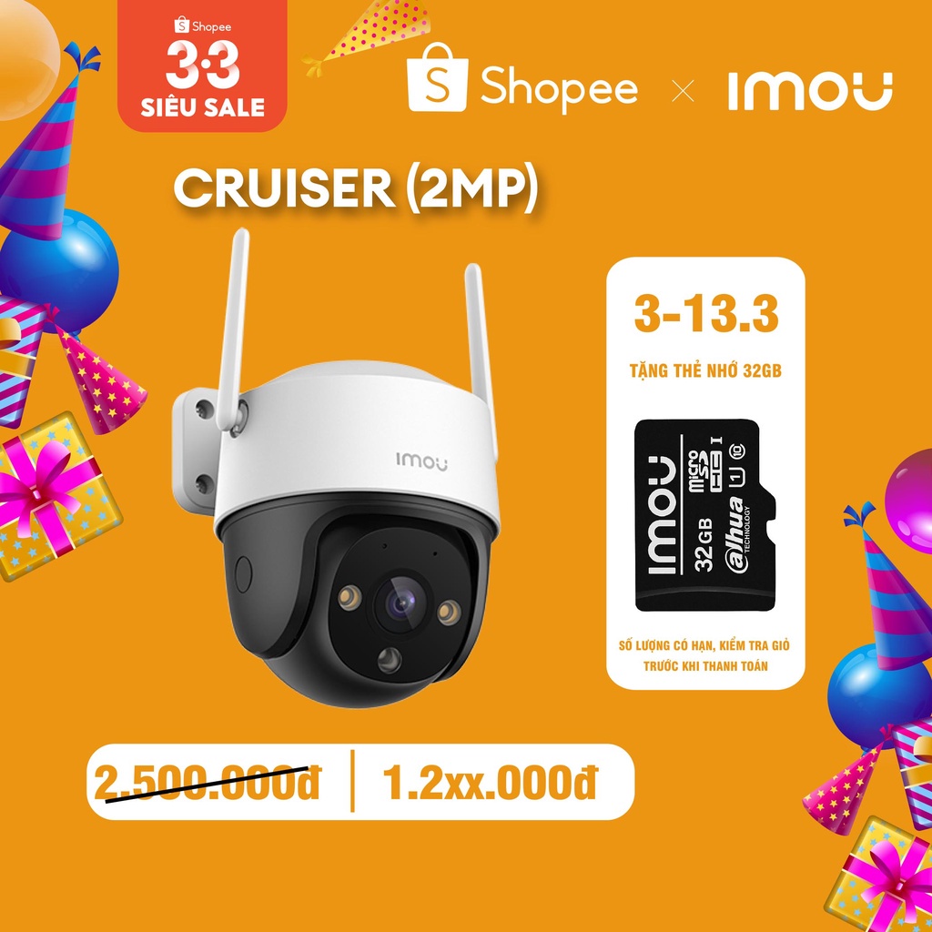 Camera Wifi ngoài trời Imou Cruiser (2MP) I IPC-S22FP I Ghi hình màu ban đêm I Đàm thoại ...